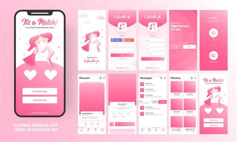 Dating App Ui Kit For Responsive Mobile App Or Website With Different
