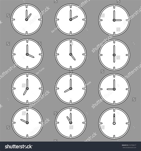 Set Black Thin Line Clock Icons Stock Vector Royalty Free 614700677 Shutterstock