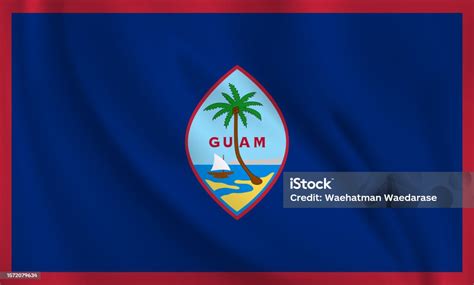 Waving Flag Of Guam Blowing In The Wind Full Page Flying Flag Stock