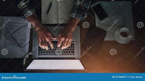 Businessman Programmer And Typing On Laptop In Office With Paperwork For Data Analytics Coding