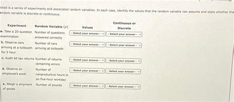 Solved Listed Is A Series Of Experiments And Associated