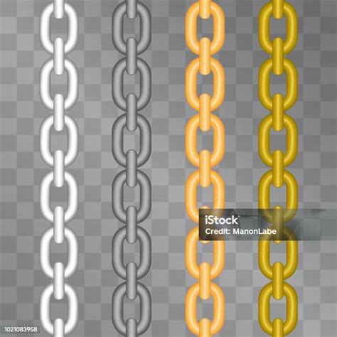 국경 사슬 벡터에 투명 한 배경 설정입니다 구리 강철 및 황금 현실적인 수직 변형 장식 효과 대 한 연결 럭셔리 감옥 기호입니다 감방에 대한 스톡 벡터 아트 및 기타 이미지