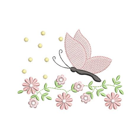 Matriz De Bordado Floral Com Borboletas Shop Bazar Cia