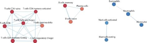 cell enrichment map the red nodes represent the enriched cells in the