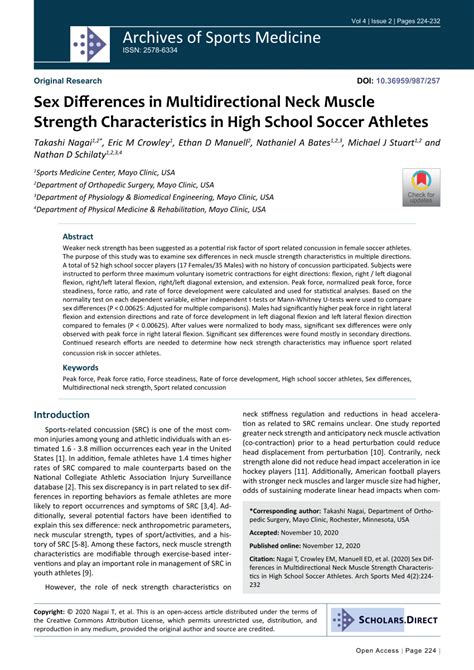 Pdf Sex Differences In Multidirectional Neck Muscle Strength Characteristics In High School