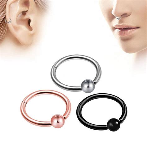 1pc Double Layers Steel Clicker Segment Nose Hoop Rings Hinged Ear