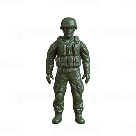 Plastic Toy Soldier Figurine In Green Army Uniform Isolated On