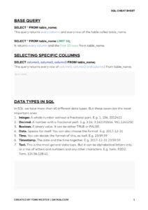 Learn SQL Cheat Sheet: A Quick Reference Guide for SQL Querying – Connect 4 Programming