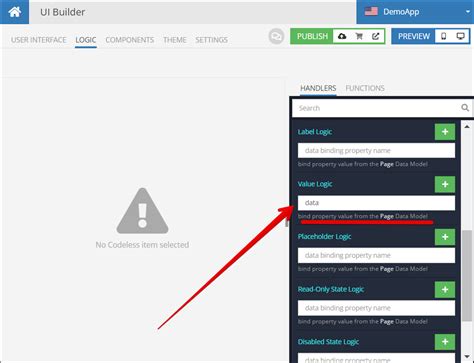 Data Binding Backendless UI Builder Developer Guide