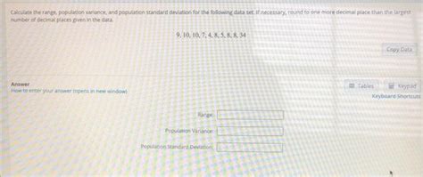 Solved Calculate The Range Population Variance And