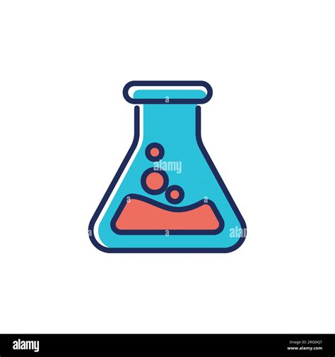 Flask Filled Line Icon Chemistry Laboratory Science Vector Concept Illustration For Design