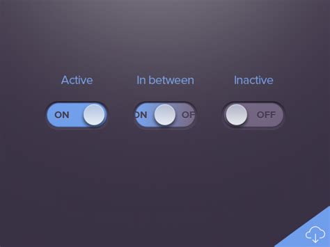 Dark Active Inactive Toggle Button Freebie PSD Download PSD