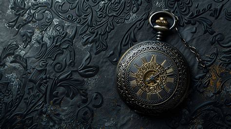 Vintage Pocket Watch On Black Velvet Background Watch Clock Retro Background Image And