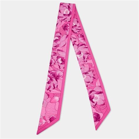 Hermes Pink Floral Printed Silk Twilly Hermes The Luxury Closet