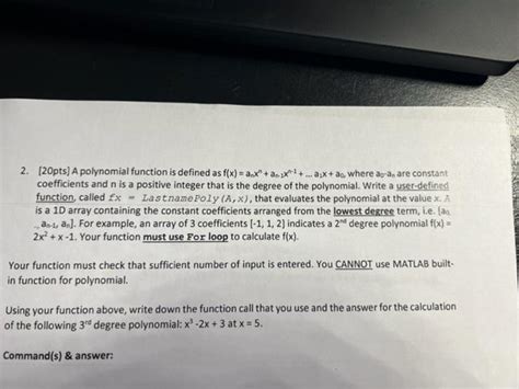 Solved Pts A Polynomial Function Is Defined As F X Chegg Com