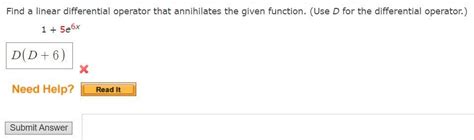 solved find a linear differential operator that annihilates