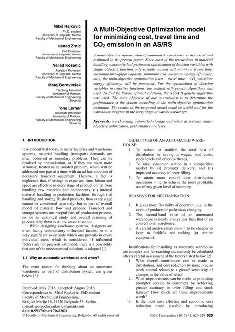 Pdf A Multi Objective Optimization Model For Minimizing Cost Travel Time And Co2 Emission In