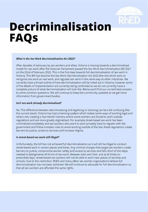 Information For Sex Workers RhED