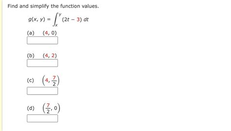 Solved Find And Simplify The Function Values G X Y T Chegg