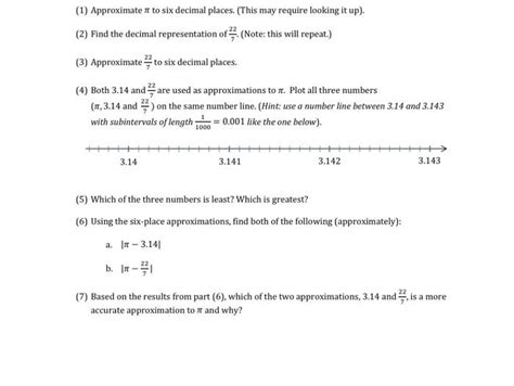 Solved 1 Approximate π To Six Decimal Places This May
