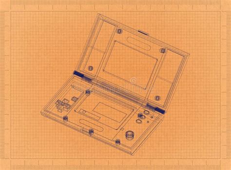 Game Console Retro Blueprint Stock Illustration Illustration Of