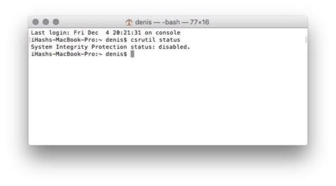 System Integrity Protection SIP Status Message Got Changed On Mac OS X 10 11 2 El Capitan IHash