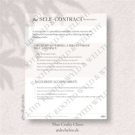 Self Contract Worksheet Etsy