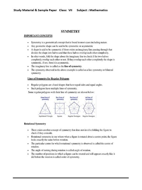 Symmetry Class 7 Pdf