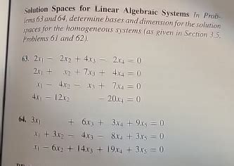 Solved Solution Spaces For Linear Algebraic Systems In Chegg