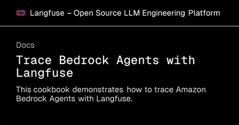 Trace Bedrock Agents with Langfuse - Langfuse