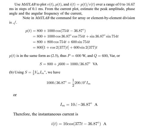 Solved Use MATLAB To Plot V T P T And I T P T V T Over Chegg