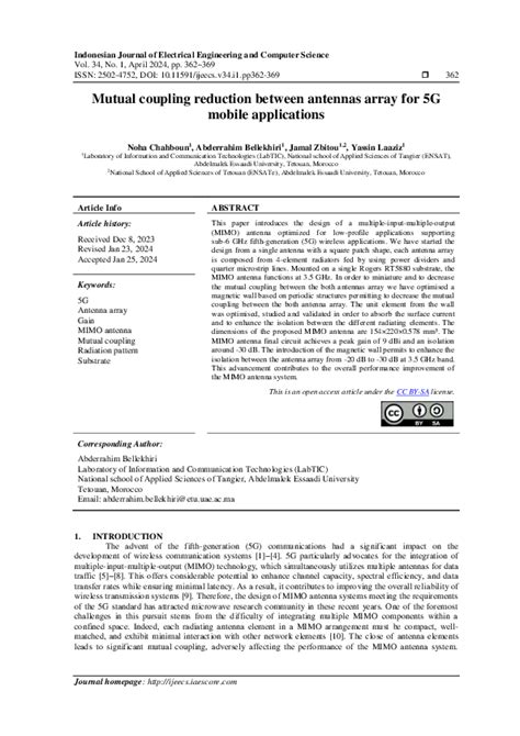 Pdf Mutual Coupling Reduction Between Antennas Array For 5g Mobile