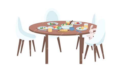 Premium Vector Dining Table Semi Flat Color Vector Element