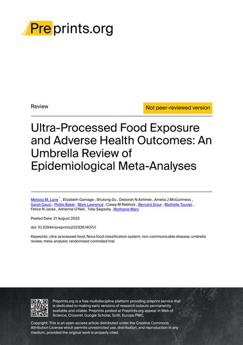 Pdf Ultra Processed Food Exposure And Adverse Health Outcomes An