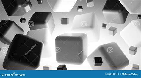 Abstract 3d Render White Cubes Background Design With Geometric Shapes Stock Illustration