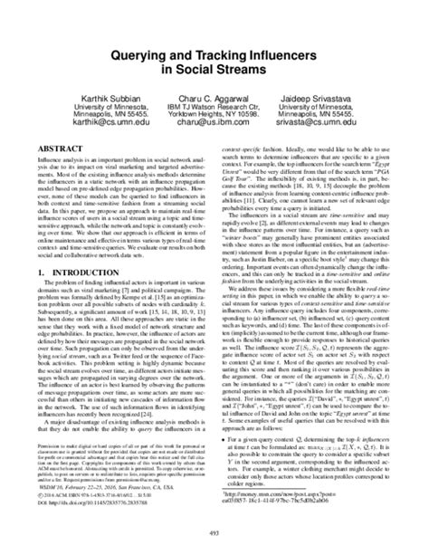 Pdf Querying And Tracking Influencers In Social Streams