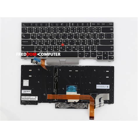 คีย์บอร์ด Lenovo Thinkpad E480 E490 L490 T490 T480 P43s ไทย อังกฤษ มีไฟ Backlight เฟรมสีเทา