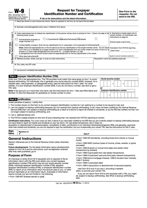 Printable W 9 Form For 2017
