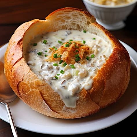 Chowder In Bread Bowl Stock Illustration Illustration Of Breadbowl