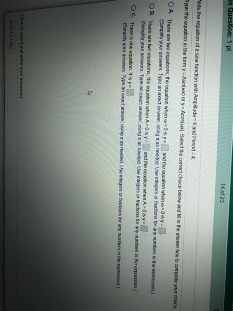 solved is question 1 pt 14 of 23 nrite the equation of a