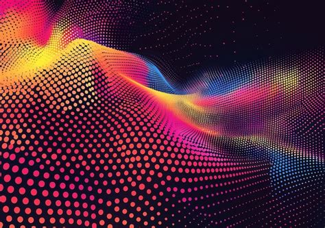 Vibrant Abstract Digital Wave With Colorful Dots In Motion Premium Ai Generated Image