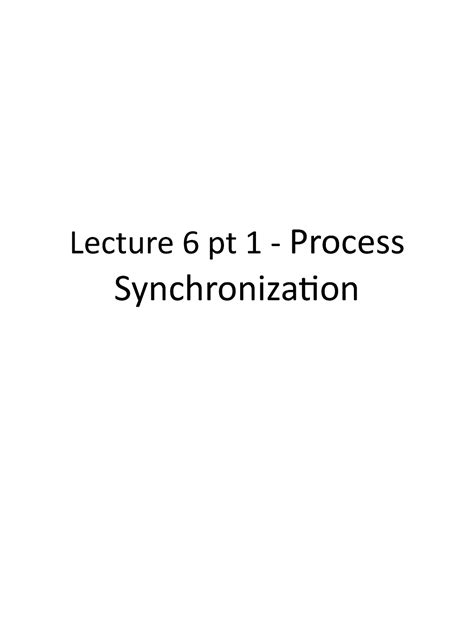 Lecture Pt Lecture Pt Process Synchronization Outline Background The Critical