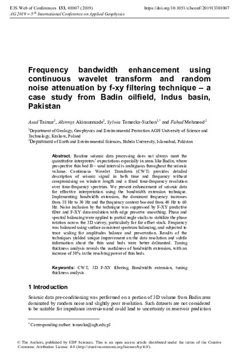 Pdf Frequency Bandwidth Enhancement Using Continuous Wavelet