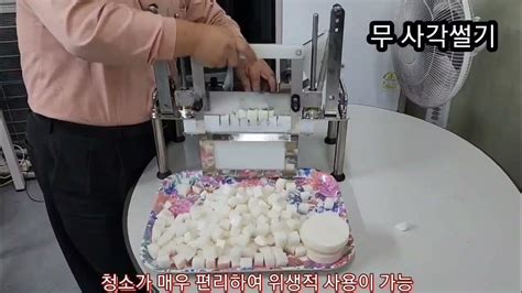 41식품기계야채절단기깍두기절단기무절단기한대의기계로 깍두기썰기무세로썰기와 무사각썰기jwv 200dual 사용설명