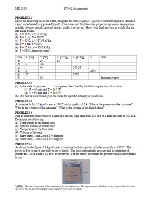 Solved Problem 1 Given The Following Cases For Water