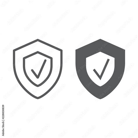 Security Status Line And Glyph Icon Safety And Protect Shield Sign Vector Graphics A Linear