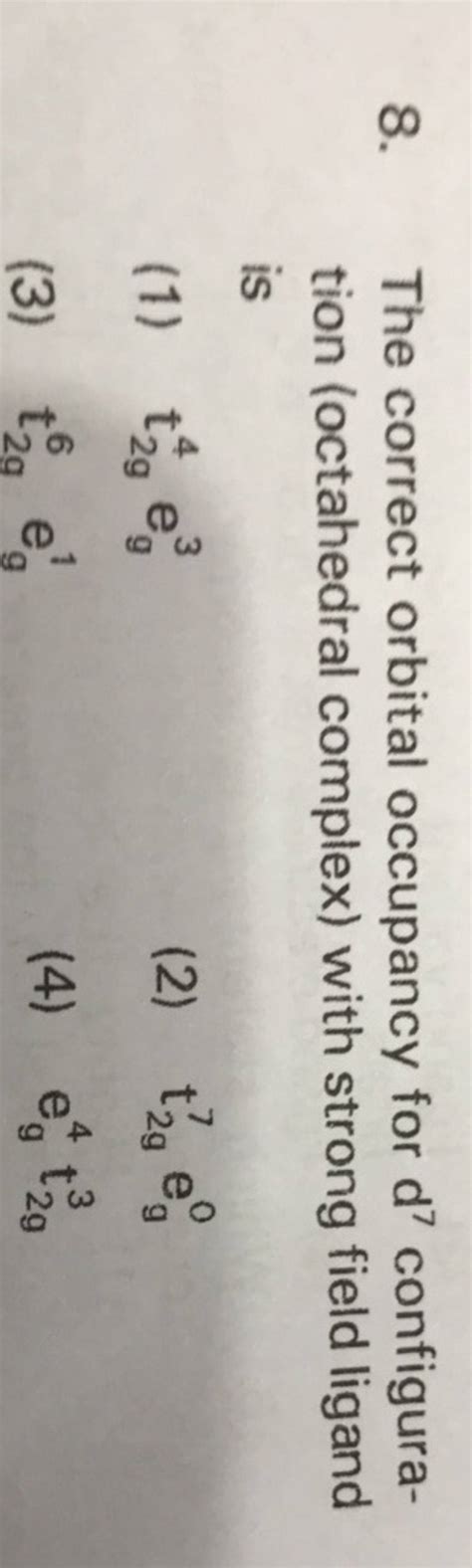 The Correct Orbital Occupancy For D Configuration Octahedral Complex W