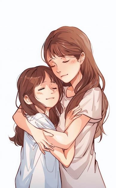 Premium Photo Japanese Anime Cartoon Art Of A Cute Girl Is Hugging