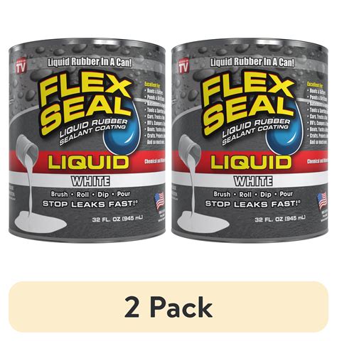 2 Pack Flex Seal Liquid Rubber Sealant Coating 32 Oz White