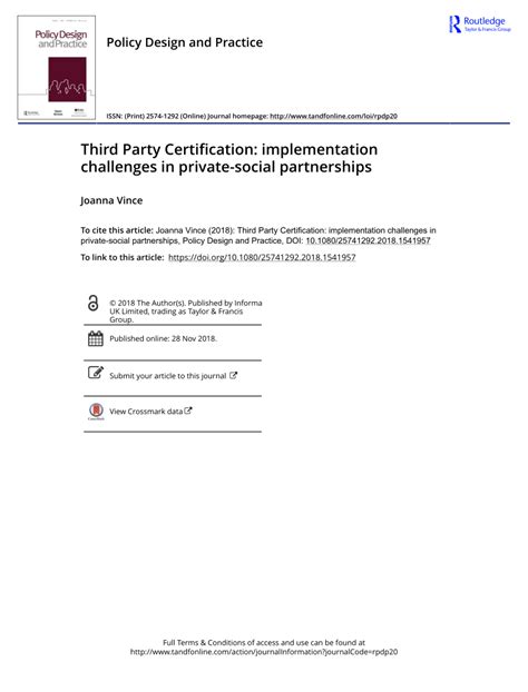 Pdf Third Party Certification Implementation Challenges In Private